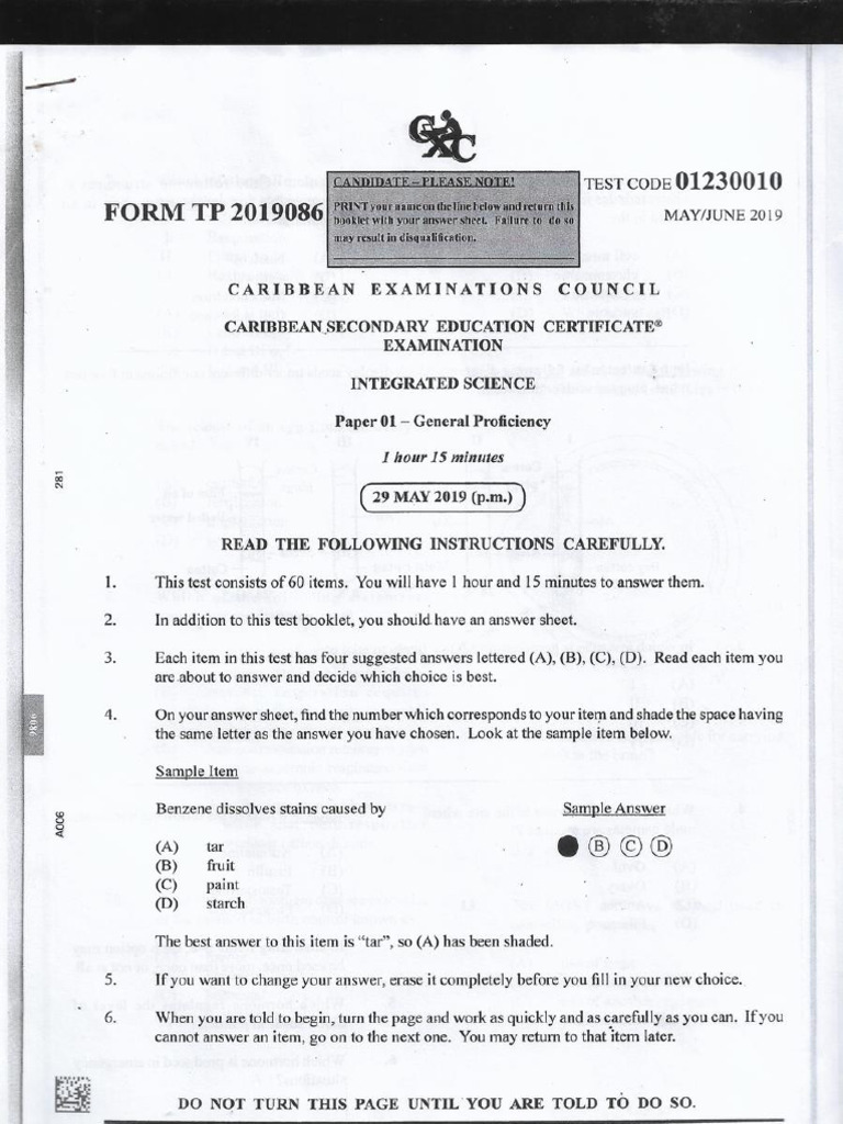 Toaz - Info Integrated Science Past Paper 2019 PR | PDF