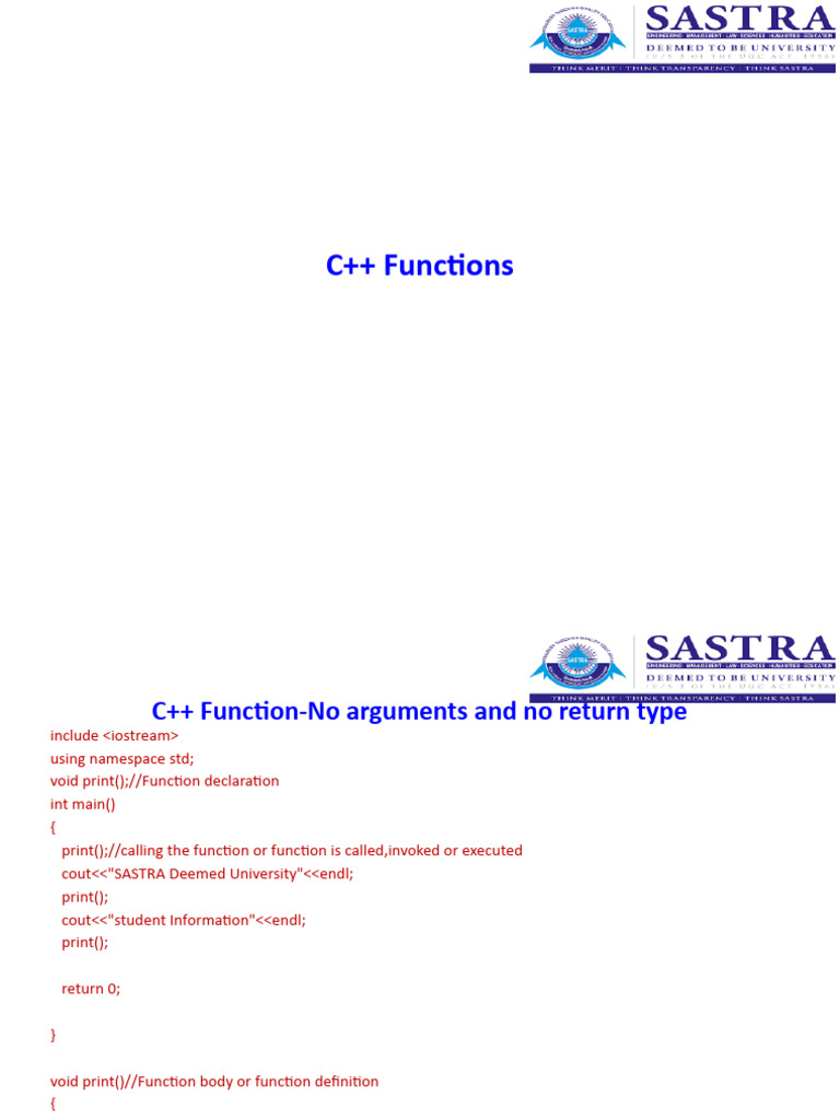 C++ Functions | PDF | Namespace | Control Flow C++ Functions | PDF | Namespace | Control Flow