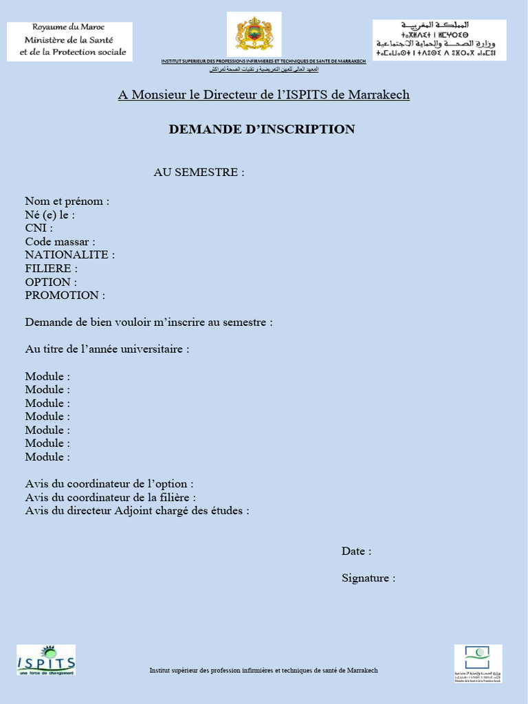 Inscription à l'ISPITS Marrakech 2025 | PDF