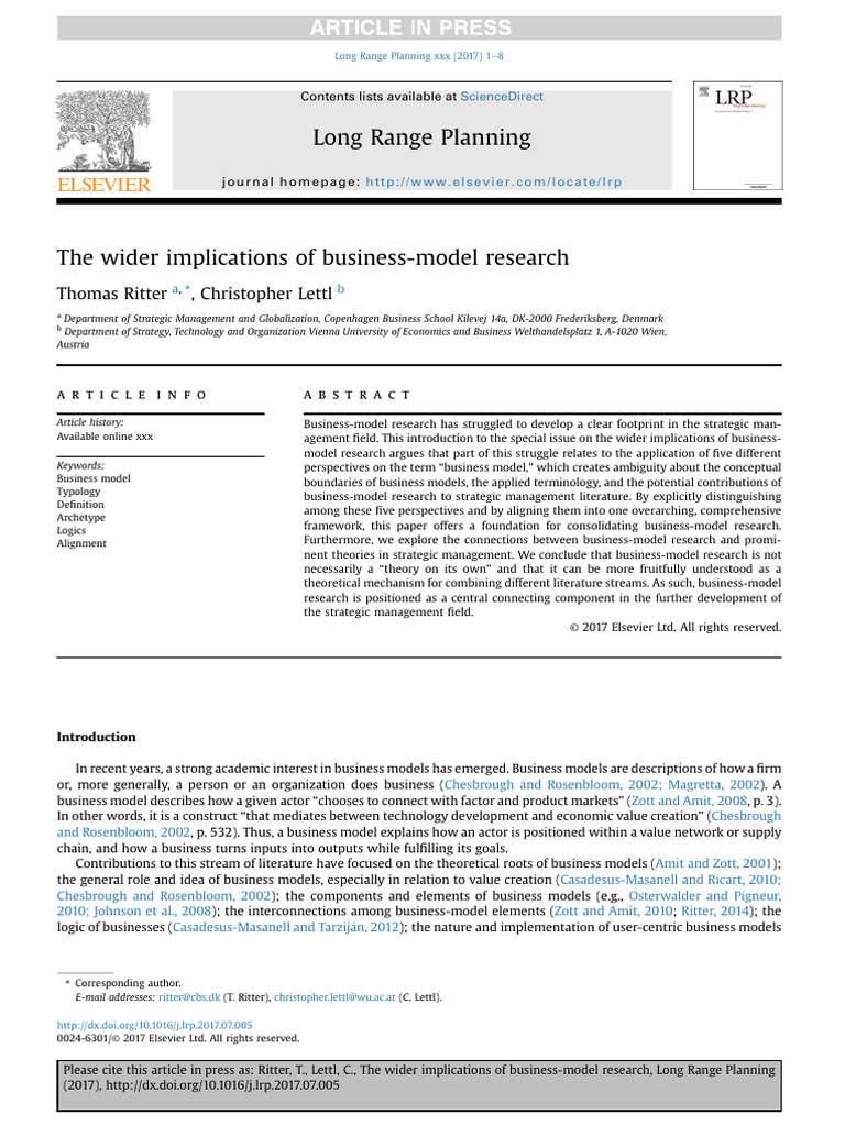 The Wider Implications of Business Model | PDF | Business Model ...