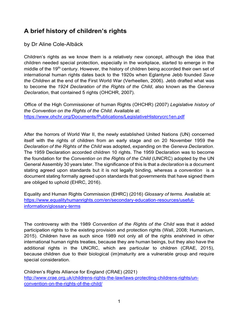 History of Children's Rights Explained | PDF | Convention On The Rights ...