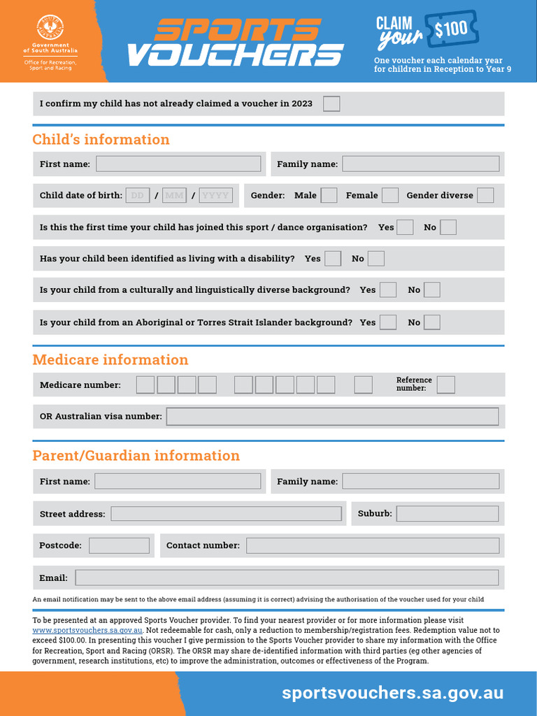 2023 Sports Voucher Registration Form | PDF