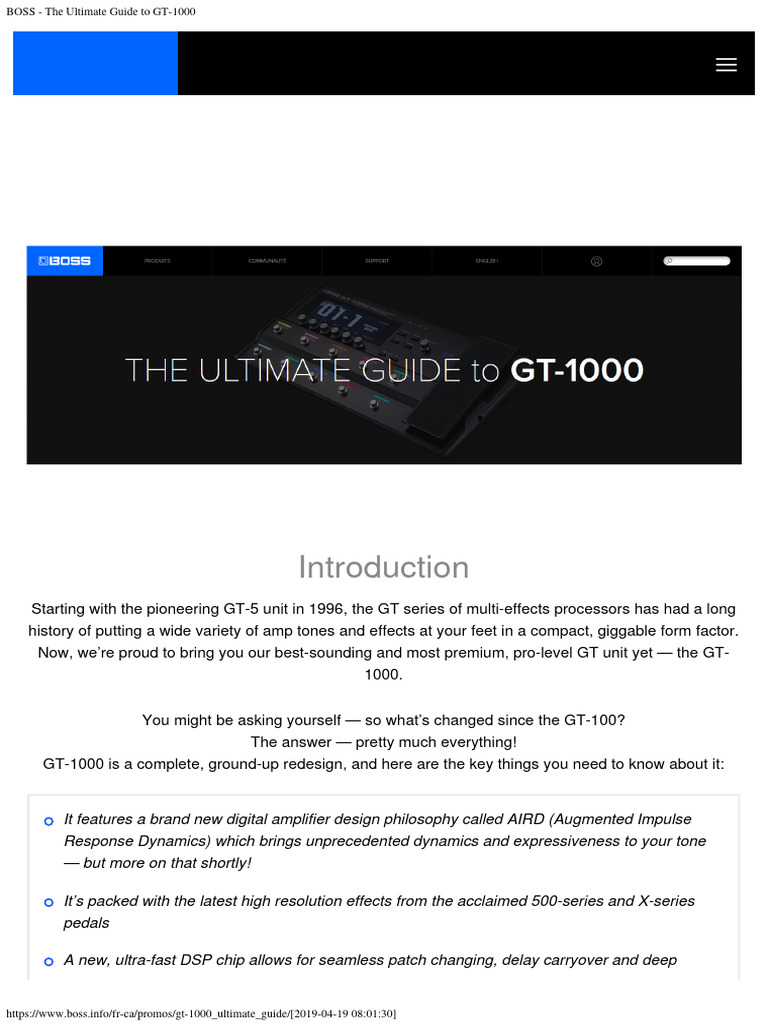 BOSS GT-1000: Ultimate User Guide | PDF | Amplifier | Loudspeaker