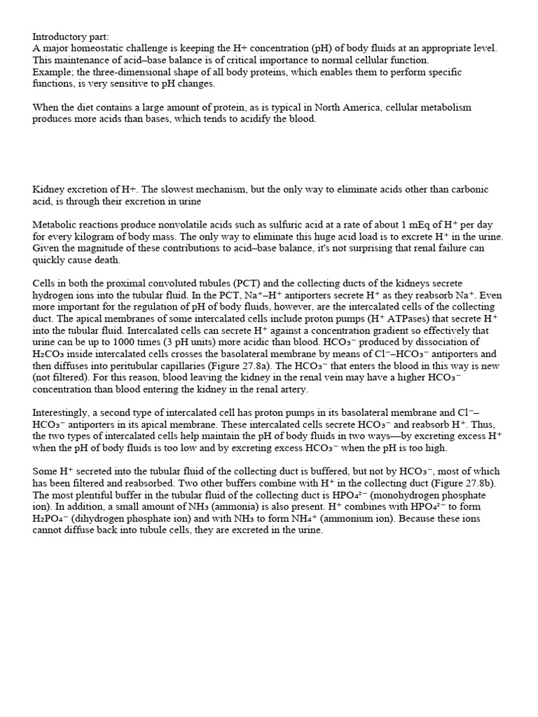 Role Of Kidney In Acid Base Balance Pdf Kidney Acid