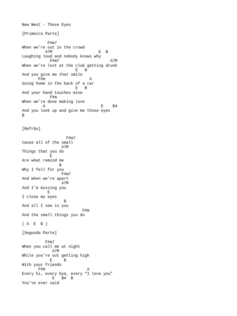 New West - Those Eyes Lyrics & Chords | PDF