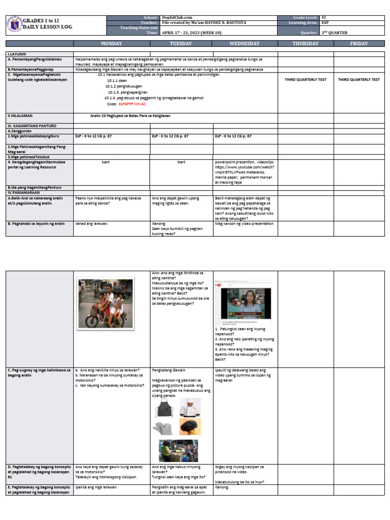 DLL - Esp 6 - Q3 - W10 | PDF