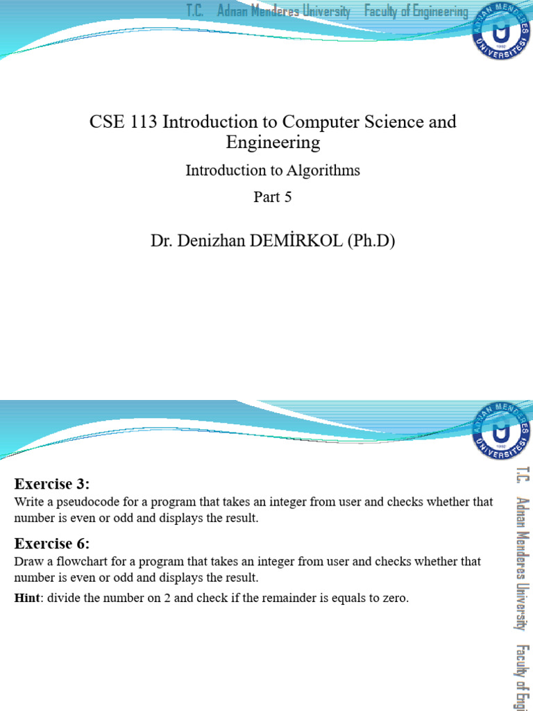 CSE113 Algorithms#Week 4 For Students | PDF | Control Flow | Variable (Computer Science)