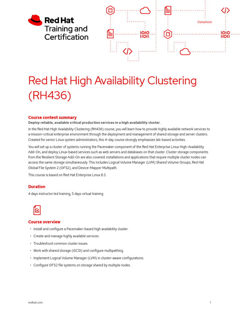 RH436 Datasheet | PDF | Red Hat | Computer Cluster