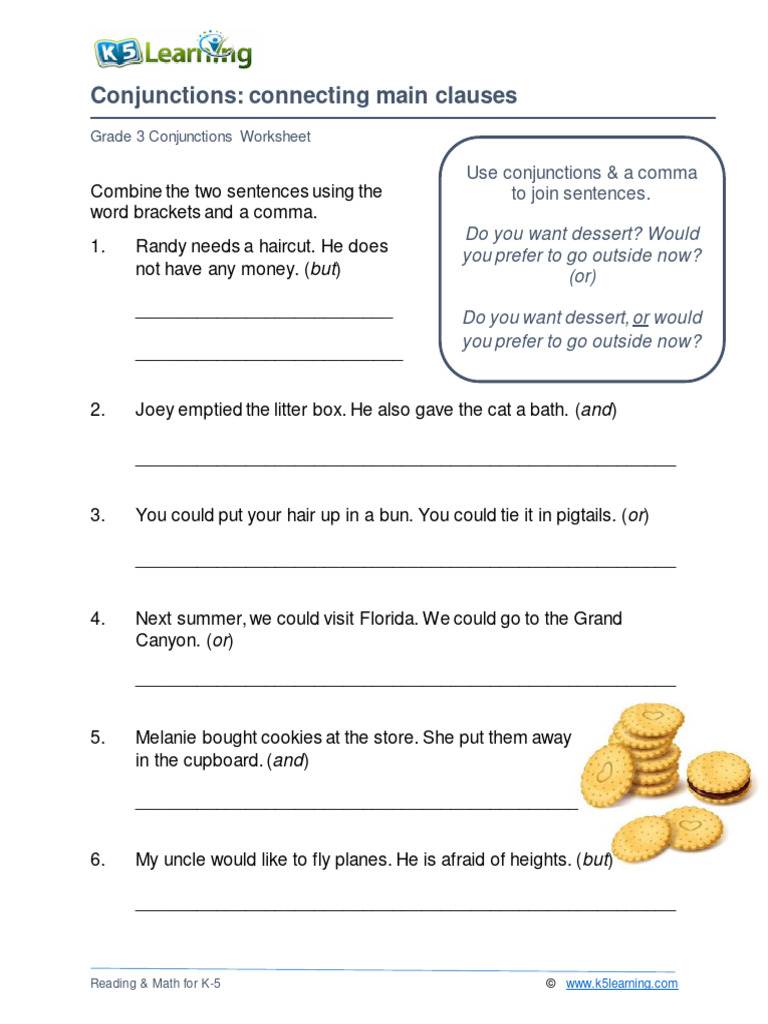 Grade 3 Conjunctions Practice | PDF | Grammar | Semantic Units