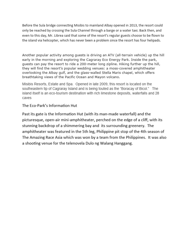 Cagraray Island Review | PDF