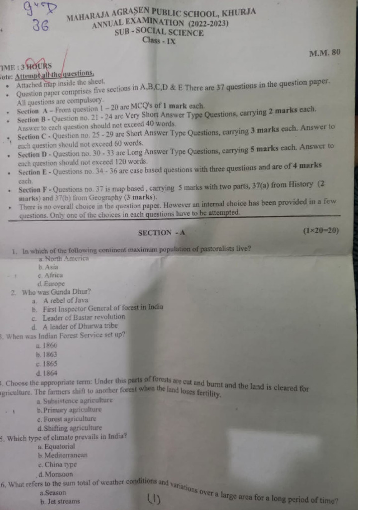 SST Sample Paper | PDF