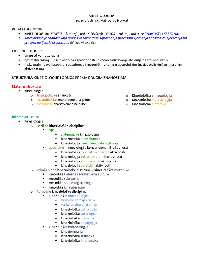 Kineziologija, KM1 I km2 | PDF