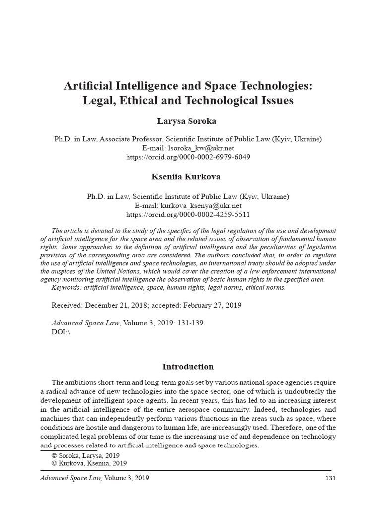 Artificial Intelligence and Space Technologies Leg | PDF | Artificial ...