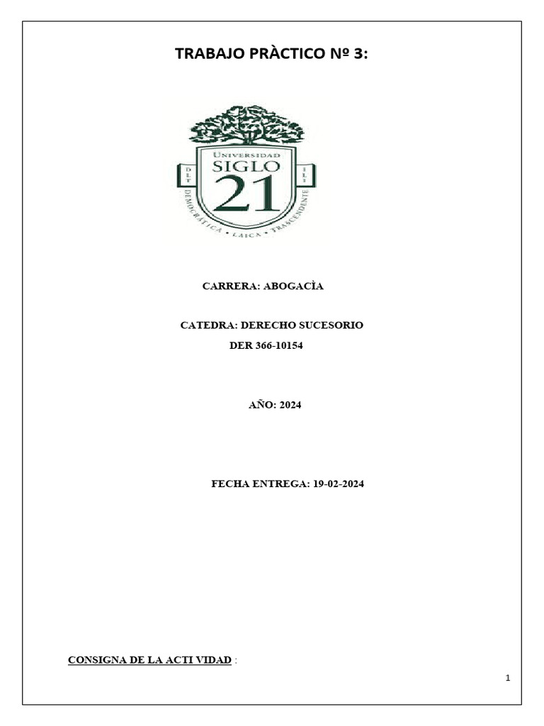TP3 1 Derech Sucesorio 19 02 2024 | PDF