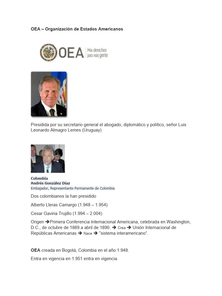 Historia y Funciones de la OEA | PDF | Gobierno