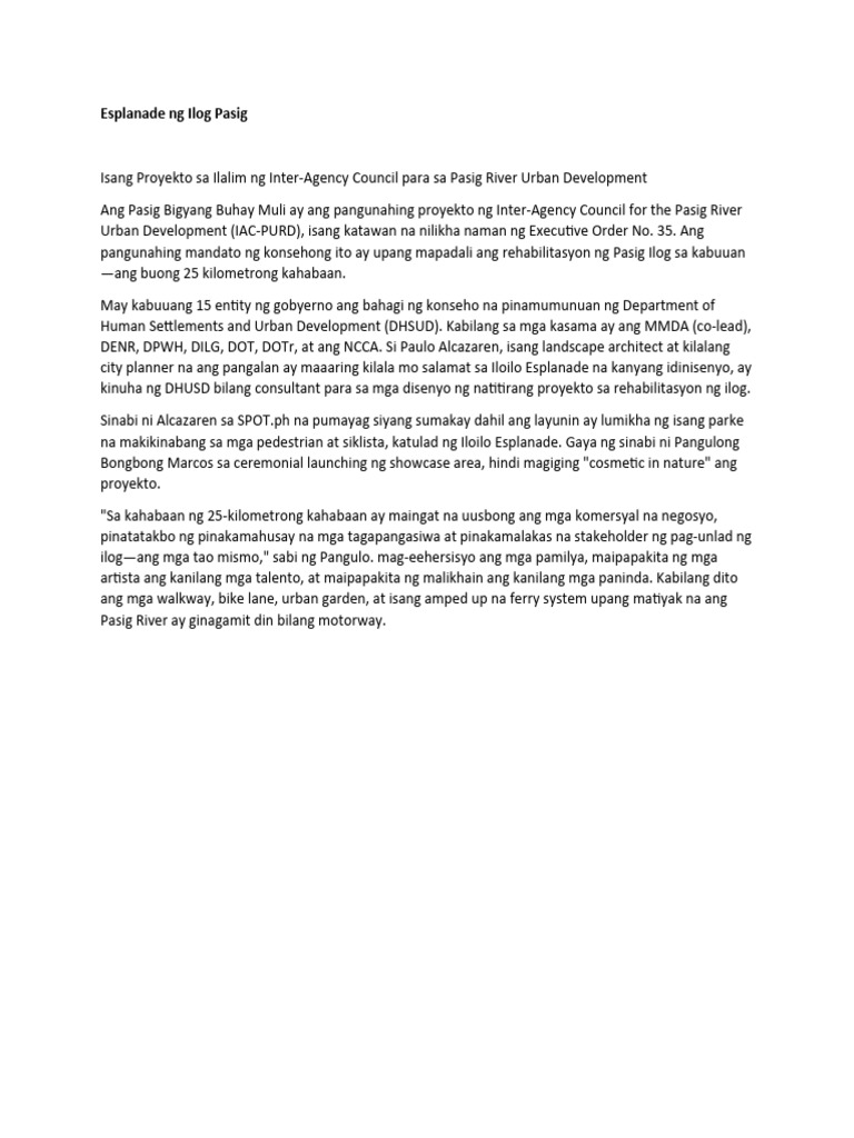 Esplanade NG Ilog Pasig | PDF