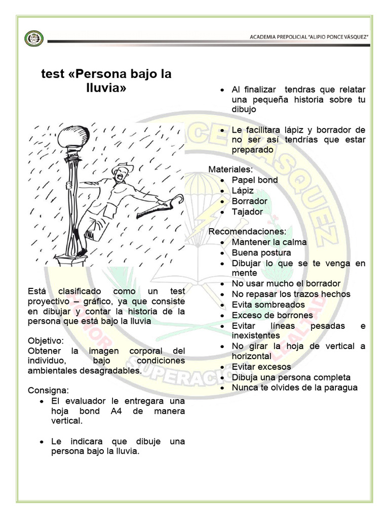 Test Persona Bajo La Lluviay Test de La Persona Con Arma | PDF | Dibujo