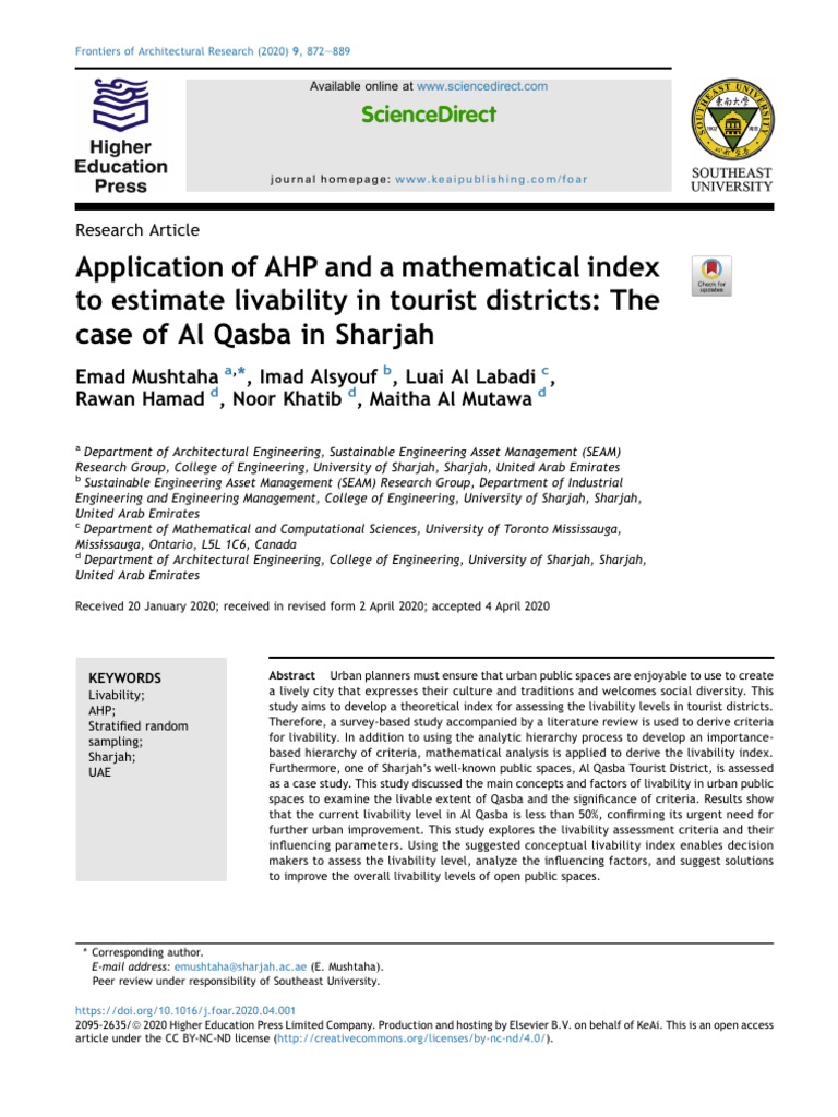 Application of AHP and A Mathematical Index To Estimate - 2020 - Frontiers of Ar | PDF | Survey ...