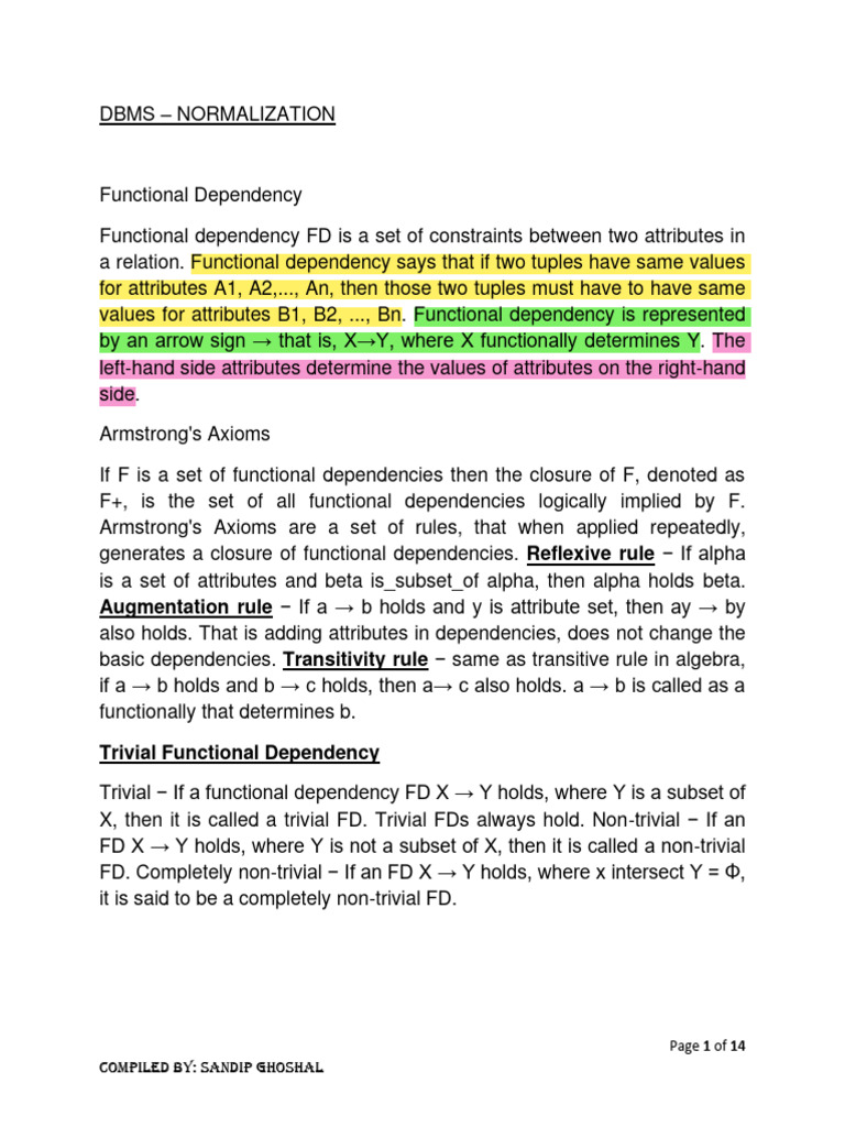 Normalization Notes | PDF | Computing | Data Management
