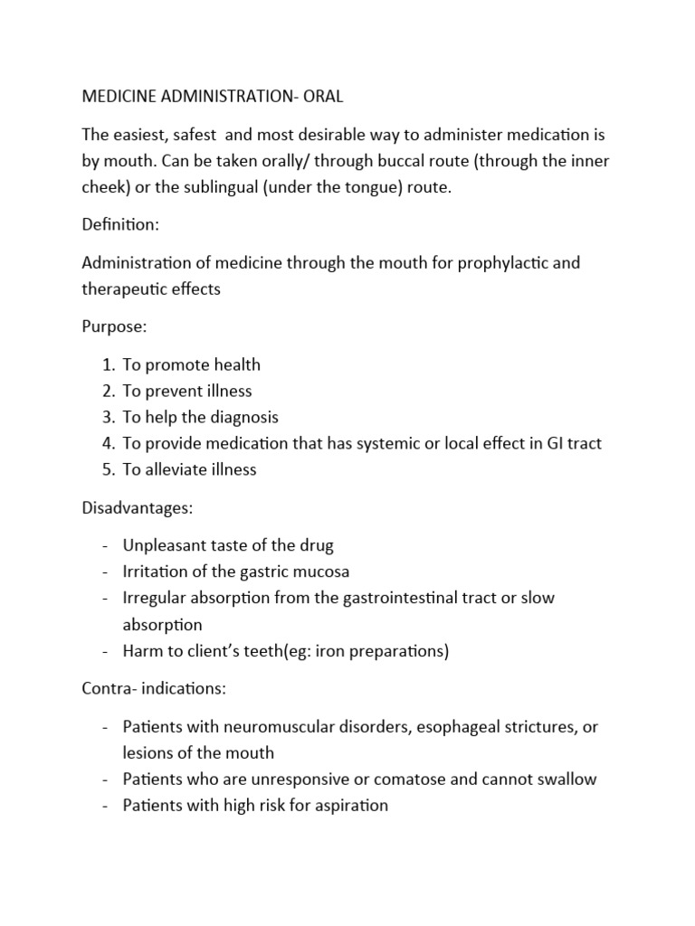 Oral Medication | PDF
