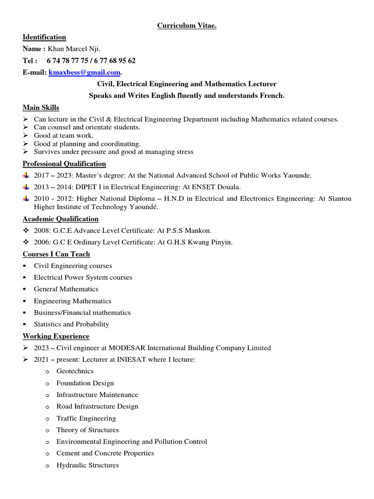 Curriculum Vitae KHAN - 122410 | PDF | Engineering