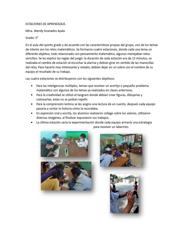 Estaciones de Aprendizaje | PDF