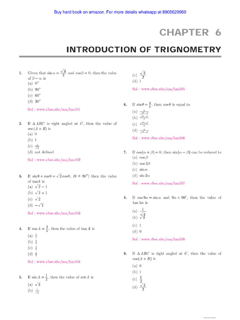 Chapter - 8 Introduction To Trigonometry | PDF