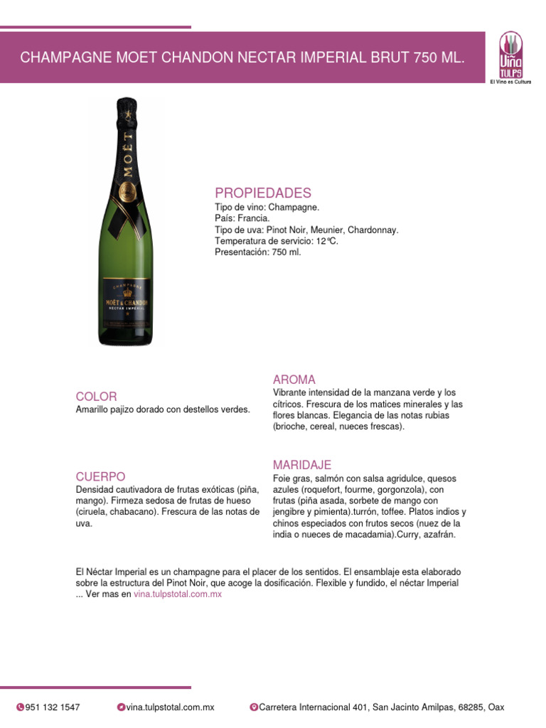 Producto CHAMPAGNE MOET CHANDON NECTAR IMPERIAL BRUT 750 ML. | PDF