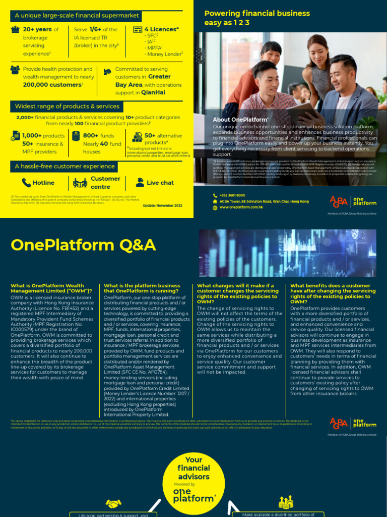 OnePlatform final factsheet 簡介單張 ENG 20221130 | PDF | Loans | Credit