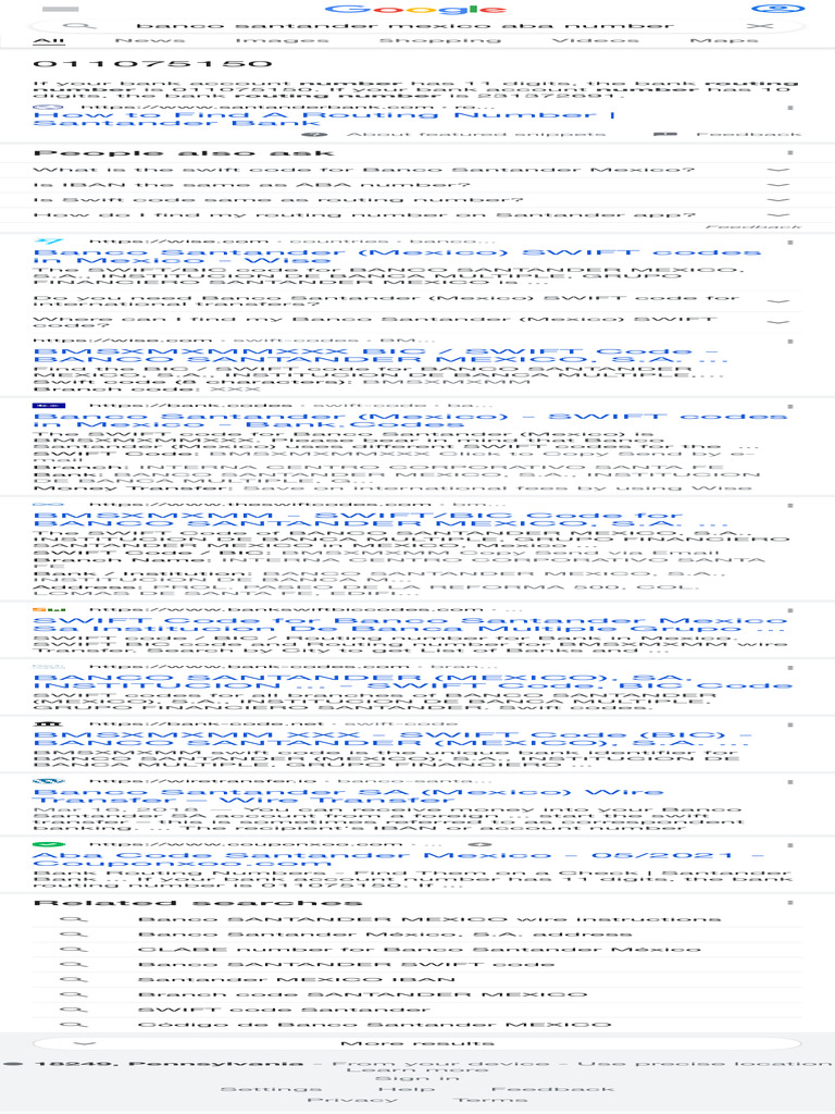 Banco Santander Mexico SWIFT Codes | PDF | Financial Services | Payments