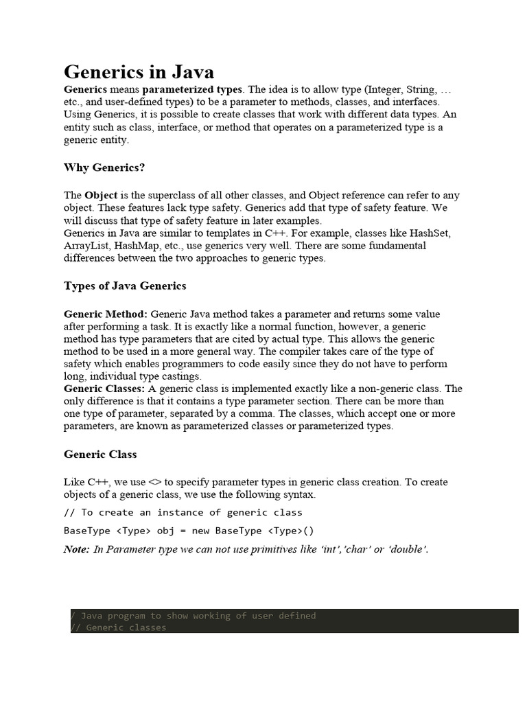 Generics | PDF | Method (Computer Programming) | Parameter (Computer ... Generics | PDF | Method (Computer Programming) | Parameter (Computer ...
