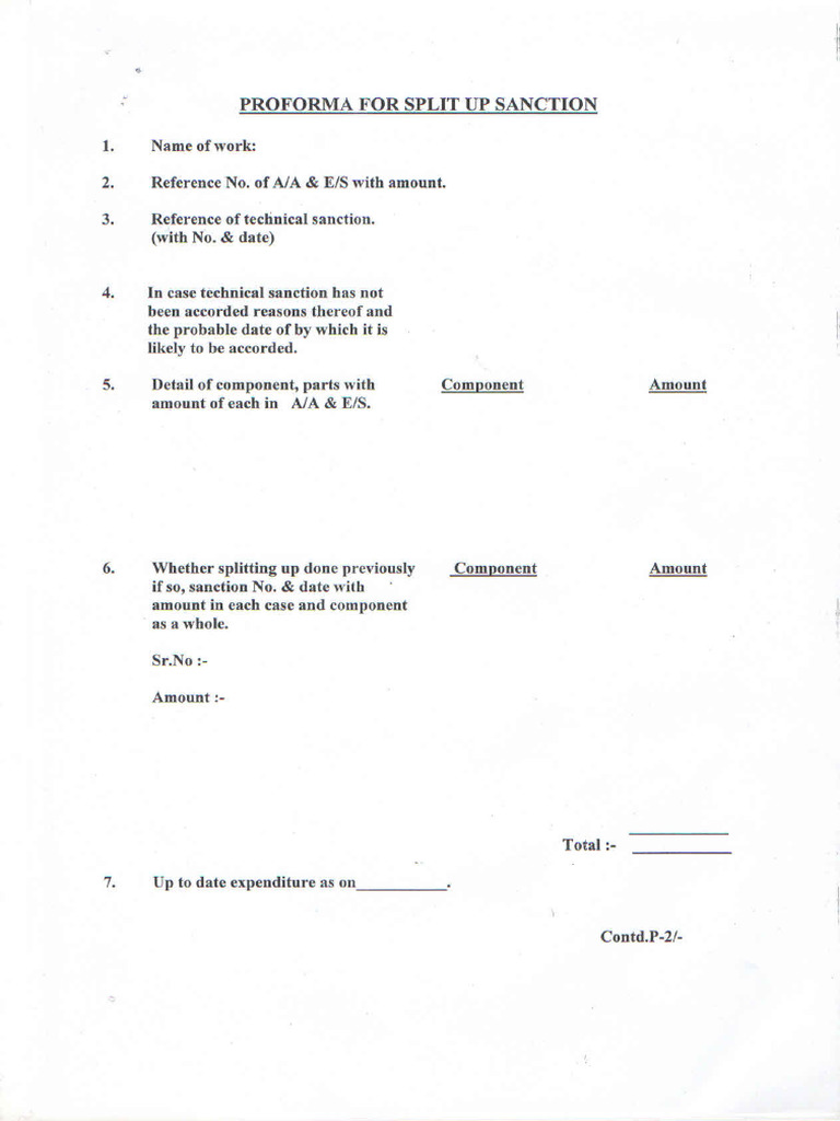 Proforma Split Sanction | PDF