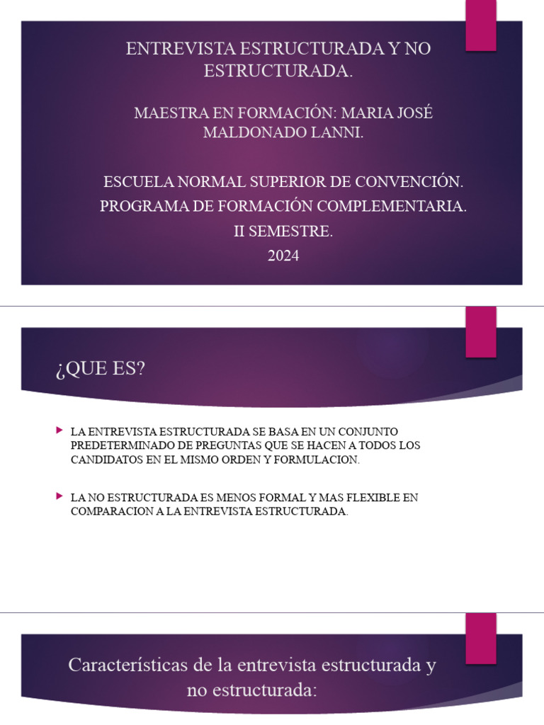 Entrevista Estructurada y No Estructurada Maria Jose | PDF | Entrevista de trabajo
