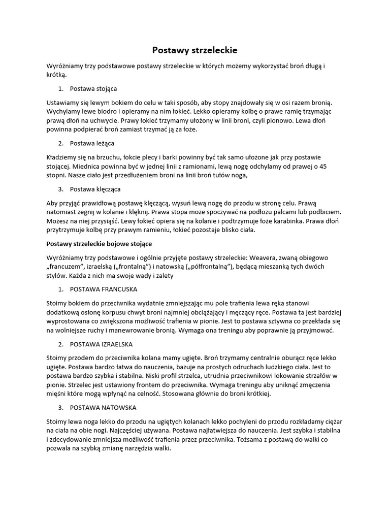 Postawy Strzeleckie | PDF