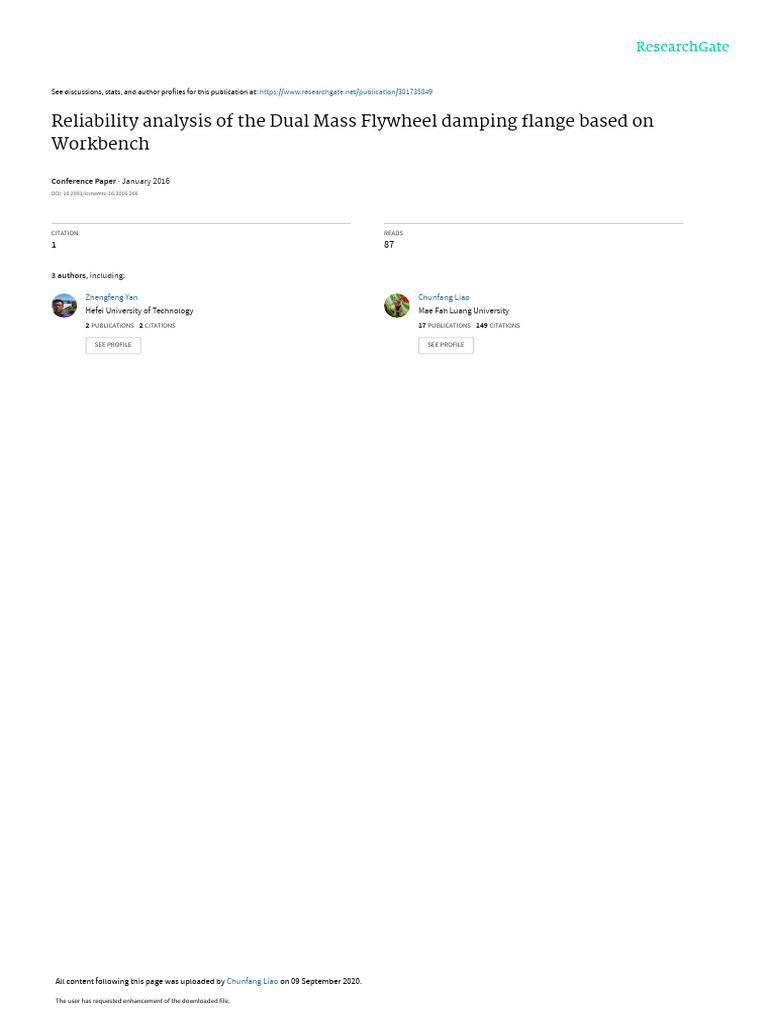 Reliability Analysis of The Dual Mass Flywheel Dam | PDF | Fatigue ...