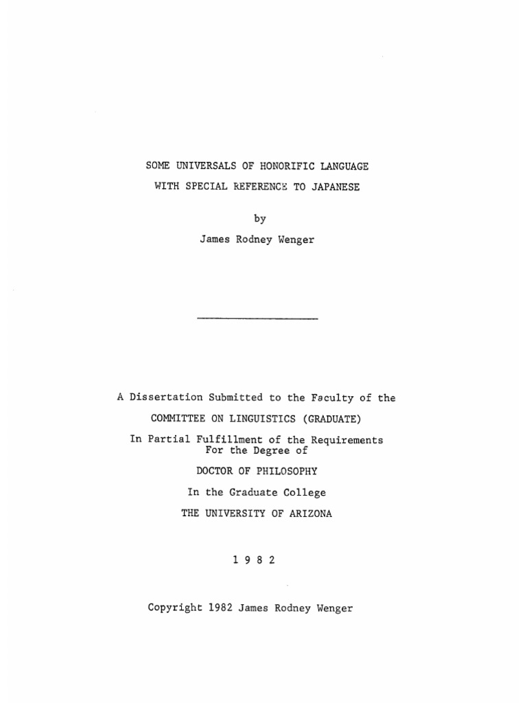 Some Universals of Honorific Language | PDF