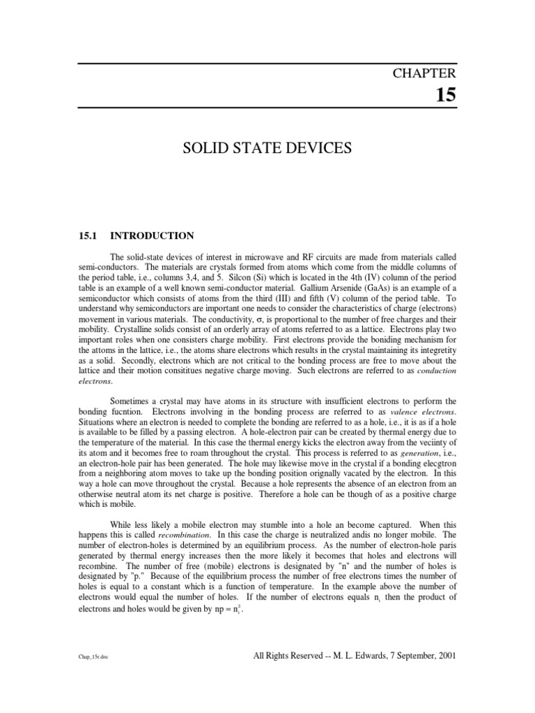 Solid State Devices: Electrons | PDF | Semiconductors | Electron Hole