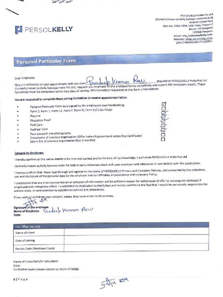 Personal Particular Form - Compressed | PDF | Access Control