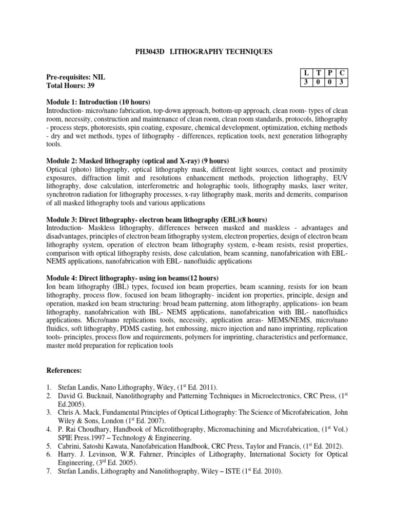Lithography Techniques Overview | PDF | Photolithography | Emerging ...