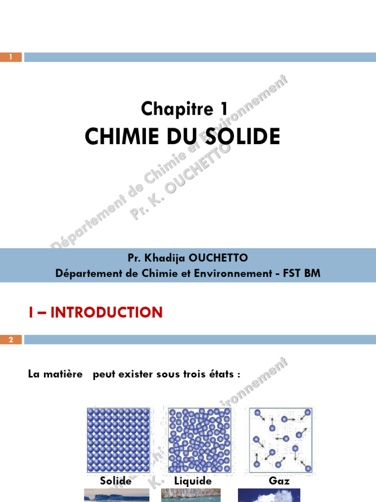 Chapitre 1 Chimie Du Solide PDF | PDF | Cristallographie aux rayons X | Cristal
