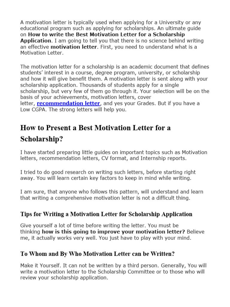How To Write Motivation Letter | PDF