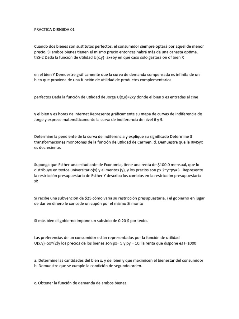 Practica Dirigida 01 | PDF | Curva de demanda | Marketing