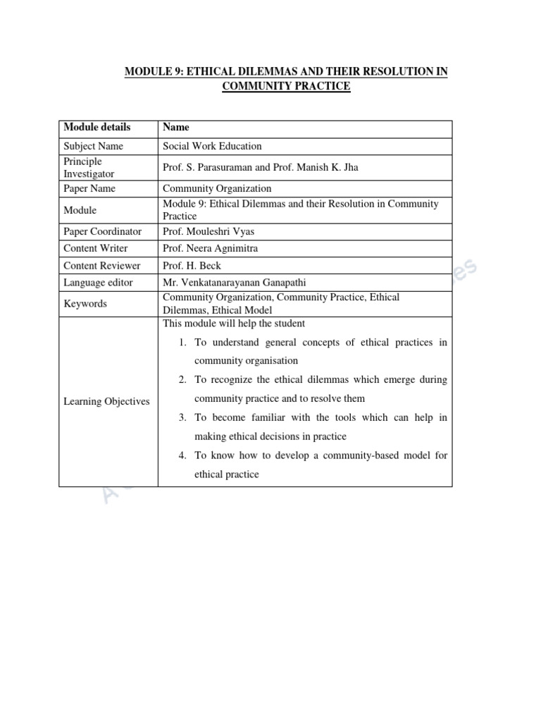 Ethical Dilemmas and Their Resolution in | PDF