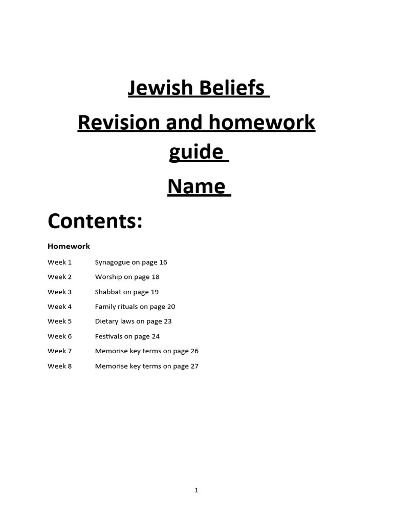 Year 10. Judaism Revision Beliefs and Practices | PDF