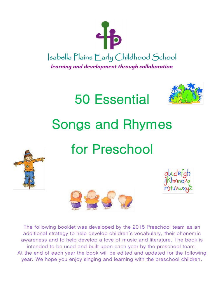 50 Essential Songs and Rhymes For Preschool Website Version | Download ...