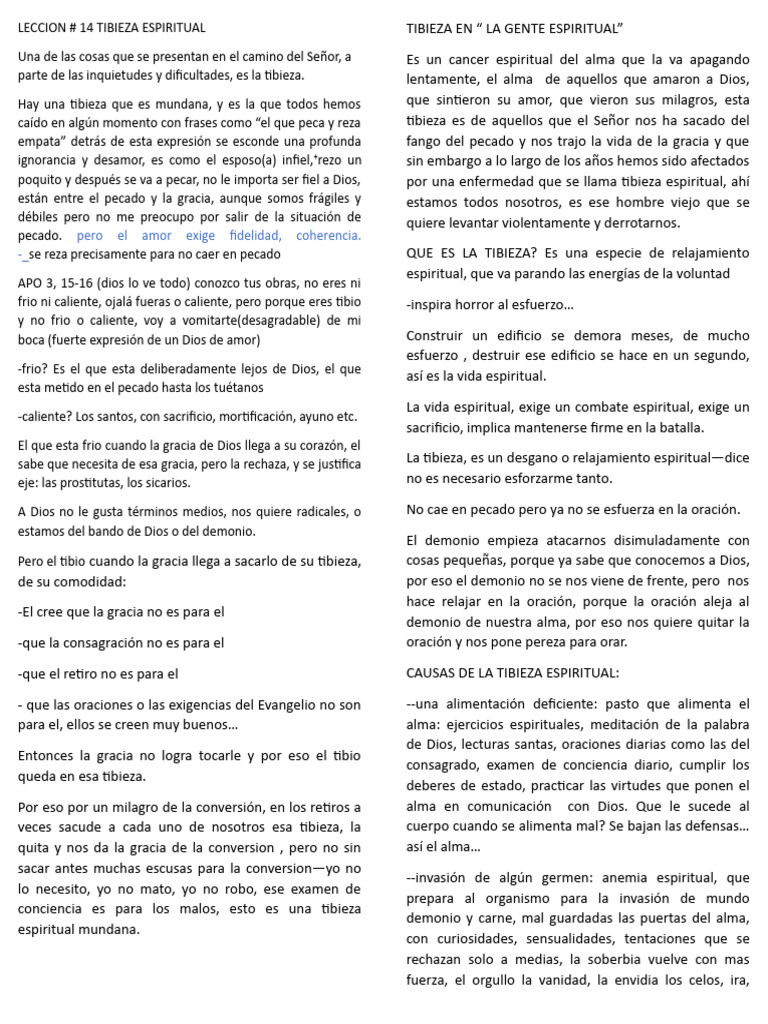 Leccion 14 Tibieza Espiritual | PDF