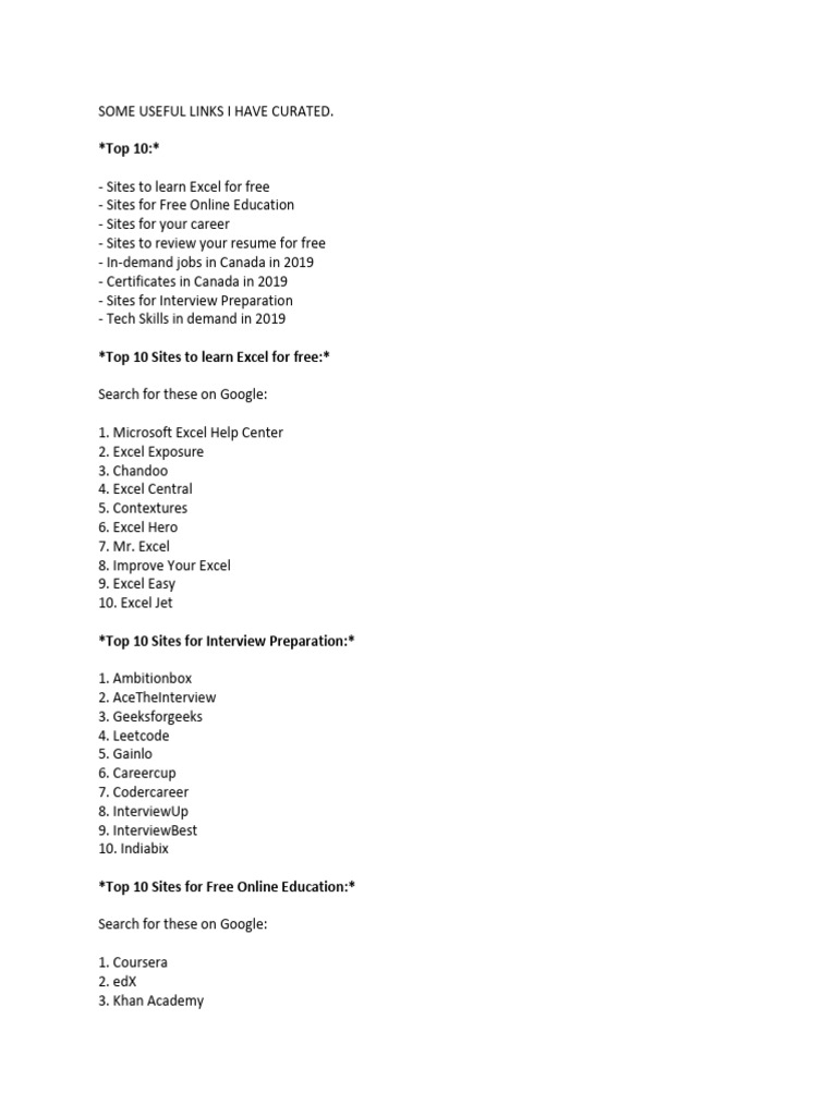 Top 10 Useful Links For Your NEXT JOB! | PDF | Computer Science ... Top 10 Useful Links For Your NEXT JOB! | PDF | Computer Science ...
