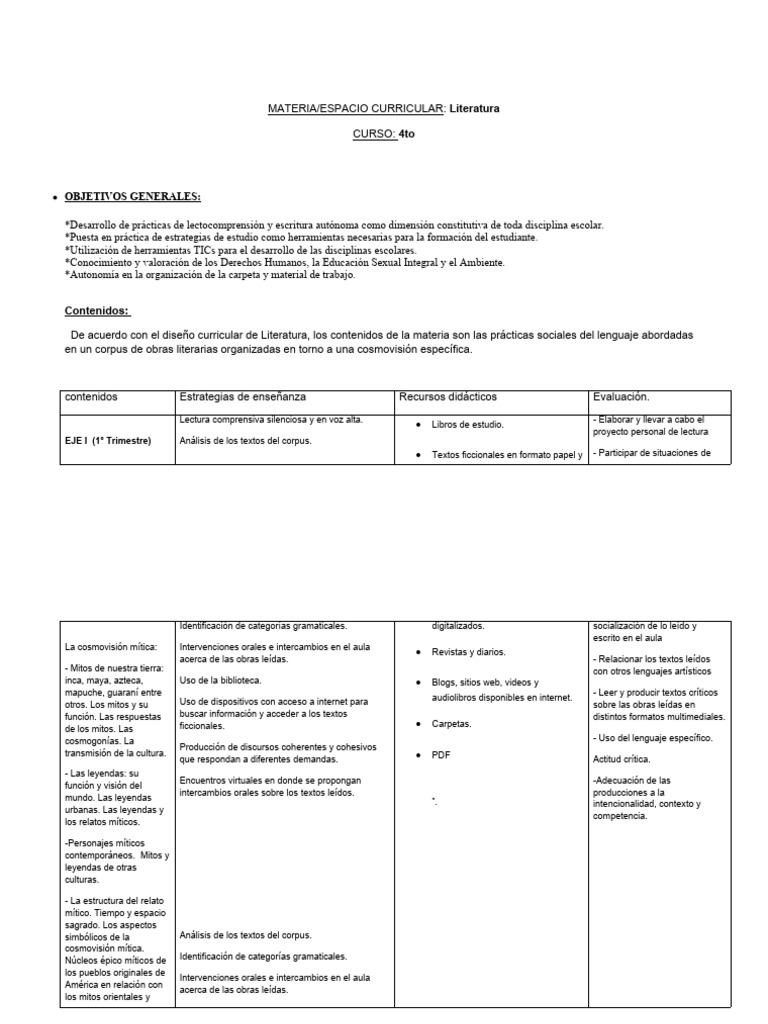Planificación Anual 4to | PDF | Internet