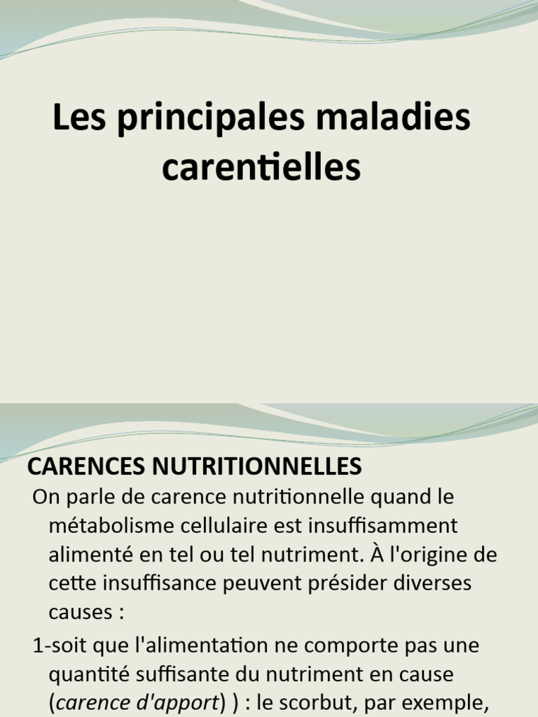 Les Principales Maladies Carentielles | PDF