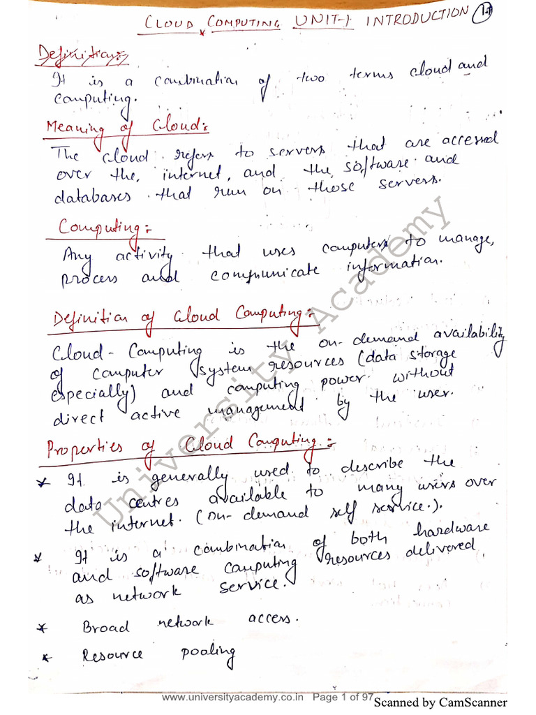 Cloud Computing Notes First Unit | PDF